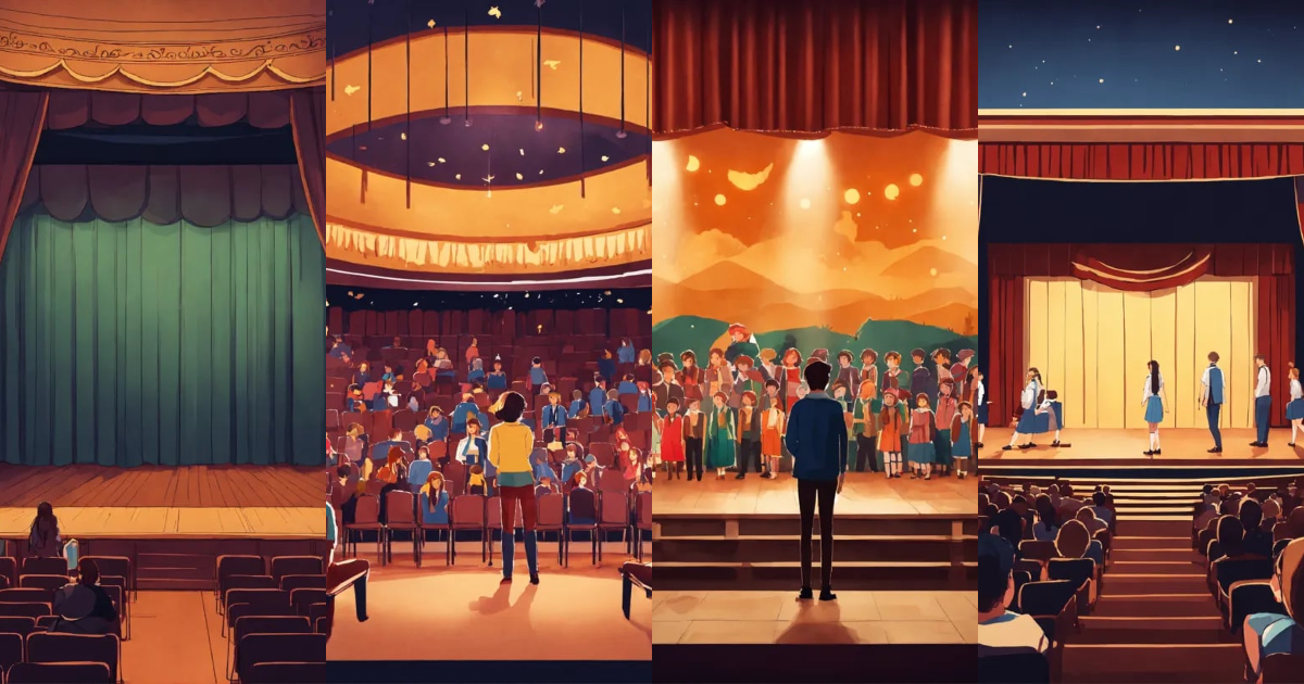 Lexica - Illustration of school theater performance with medium long ...