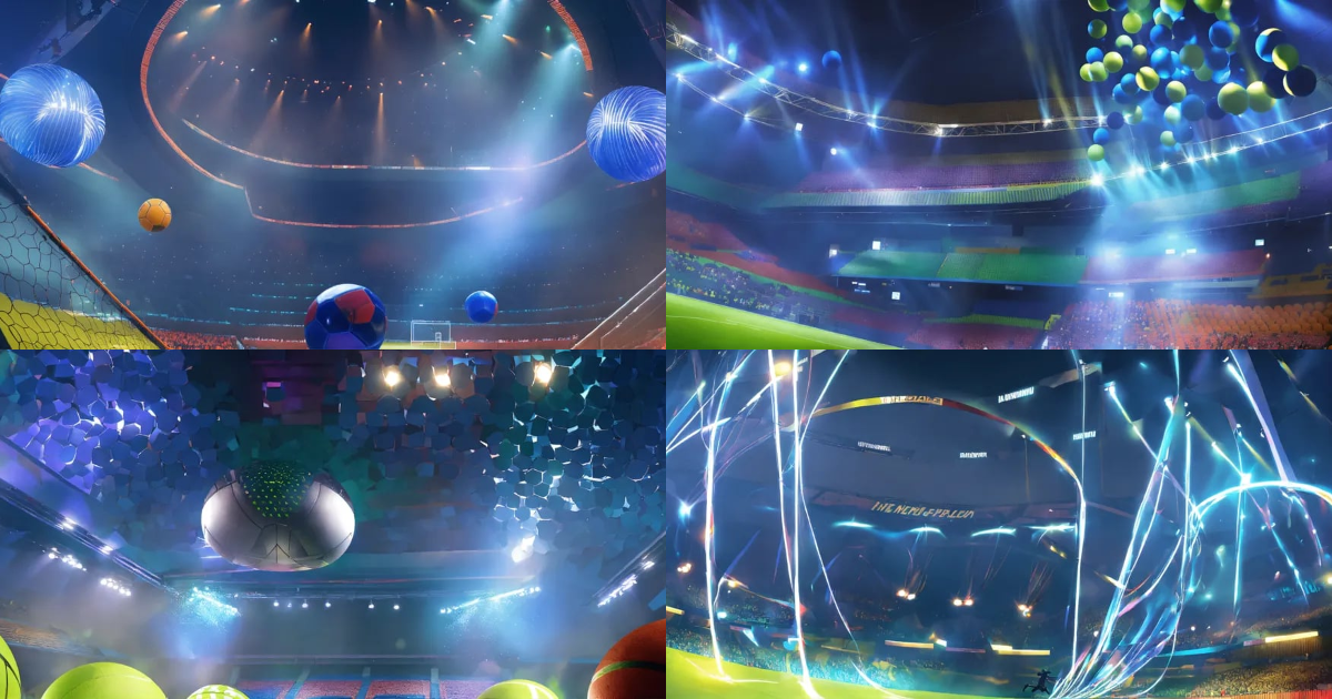 Lexica - Design an image featuring 50 illuminated handballs forming ...