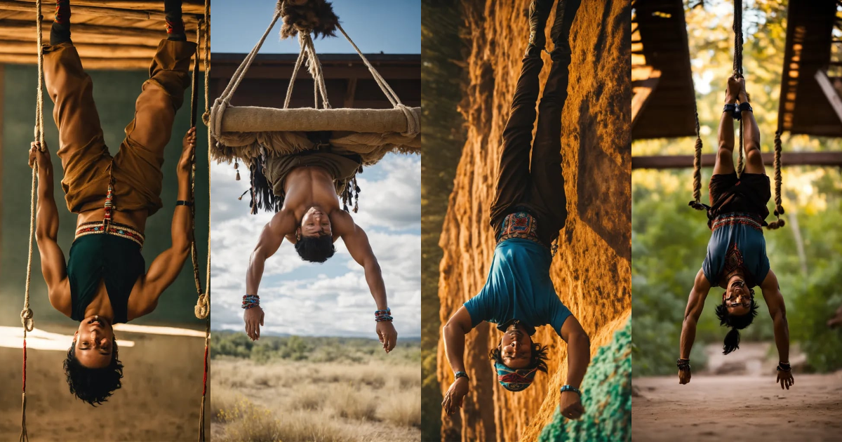 Lexica - Cinematic image of indigenous man of North America hanging ...