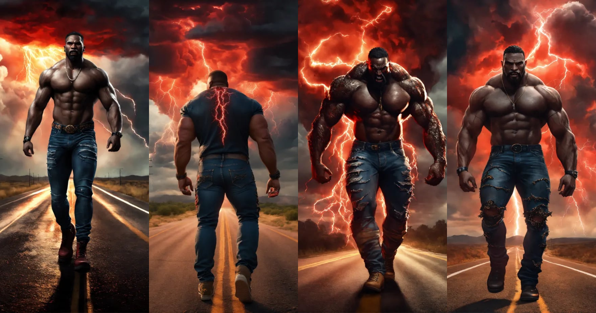 Lexica - Full body eight foot big evil black male god beast, big strong ...