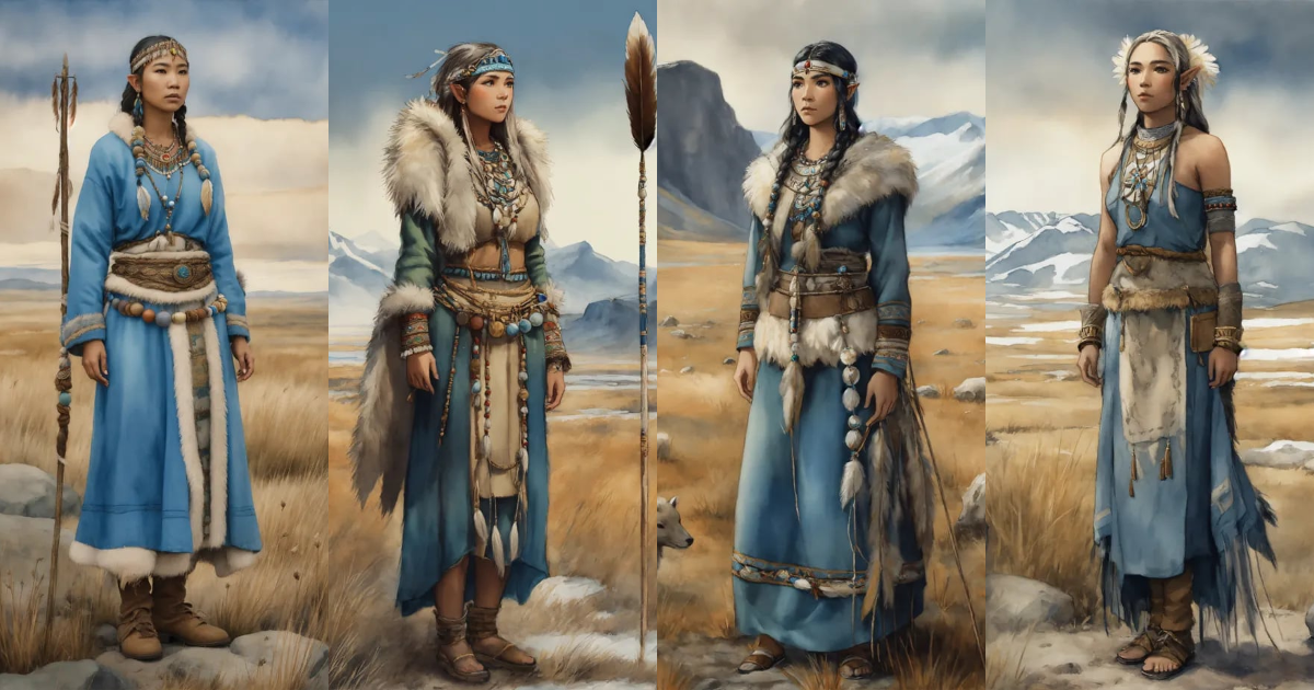 Lexica - Full body illustration of an elf inuit woman, beautiful ...