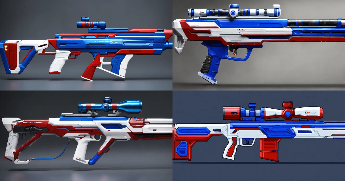 Lexica - Side view of a white and blue and red sci fi energy rifle, HD ...