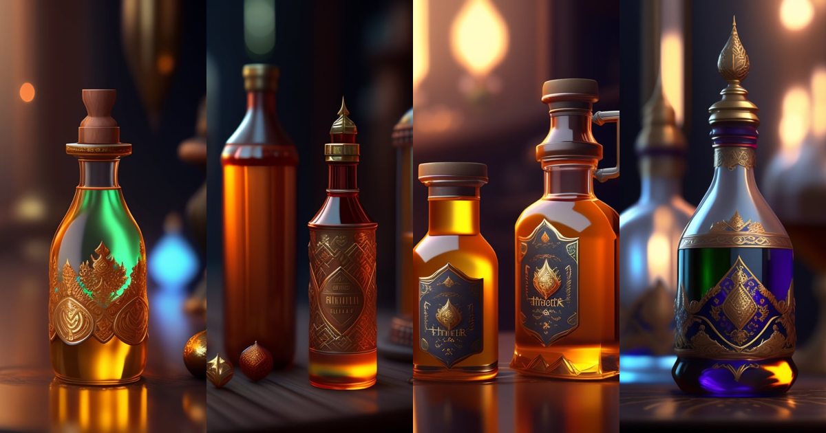 Lexica - Concept art; video game potions; intricate elegant bottles ...