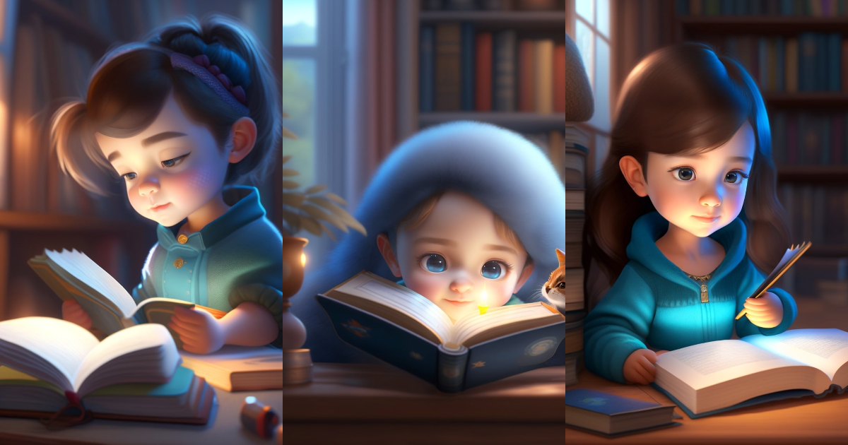Lexica - Kid reading a book ,unreal engine, bedroom, artstation ...