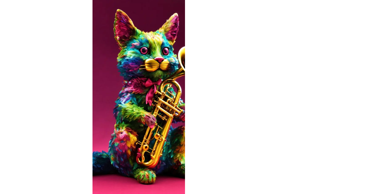 Lexica - An insane 3d toy furry musical cat playing trumpet saxophone ...