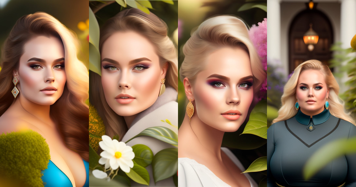 Lexica - Plus-sized Norwegian model, makeup, eyeliner, wide hips ...