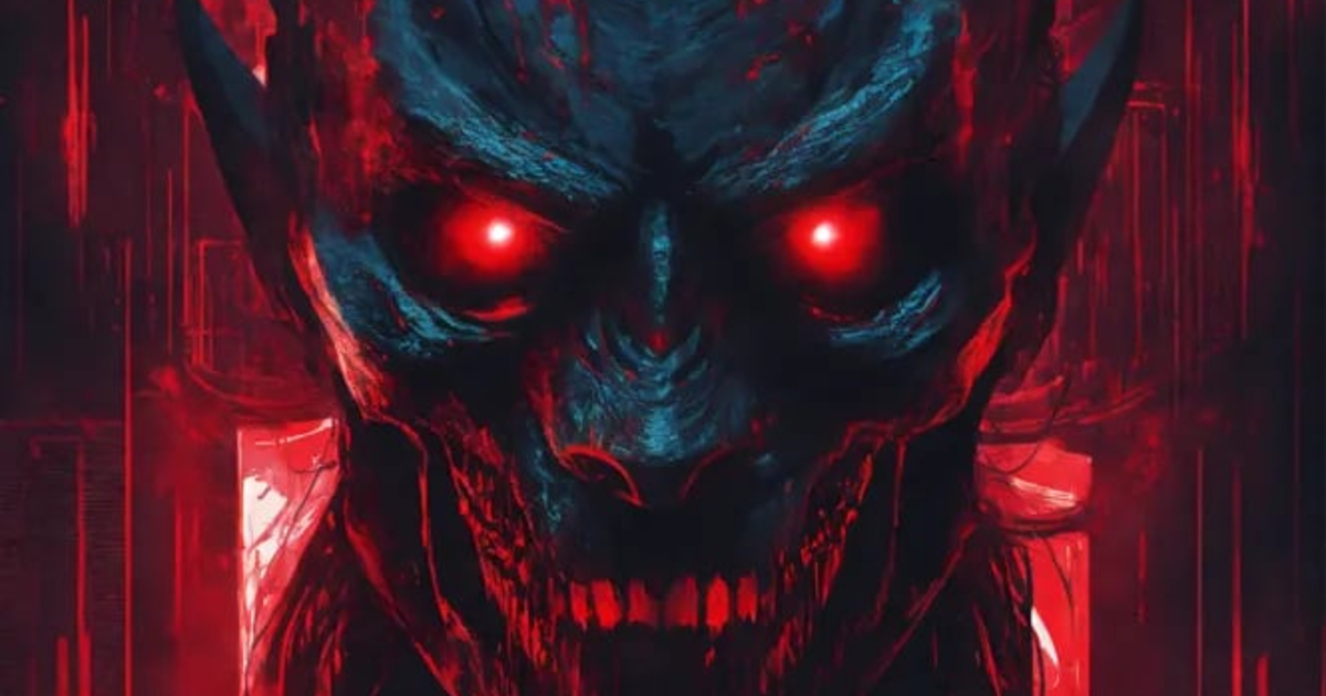 Lexica - Dark Illustration of a demon with crazy dark face detailed ...