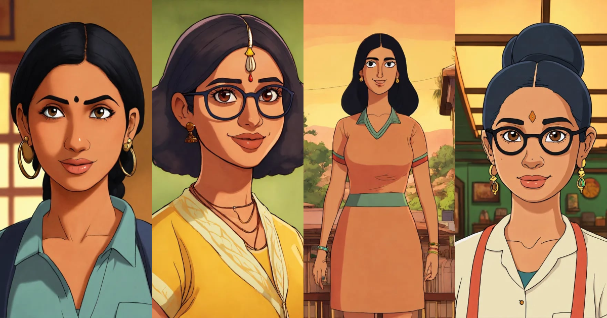 Lexica - Isha typical indian woman with light skin in bobs burgers style