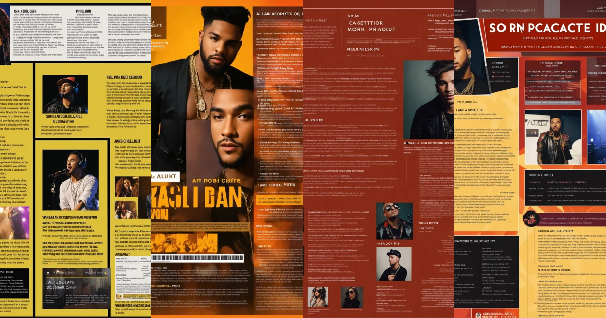 Lexica - Design me a unique press kit layout for my artist profile. I'm ...