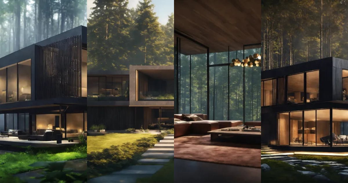 Lexica - Concept art of interior design of forest luxurious home, dark ...