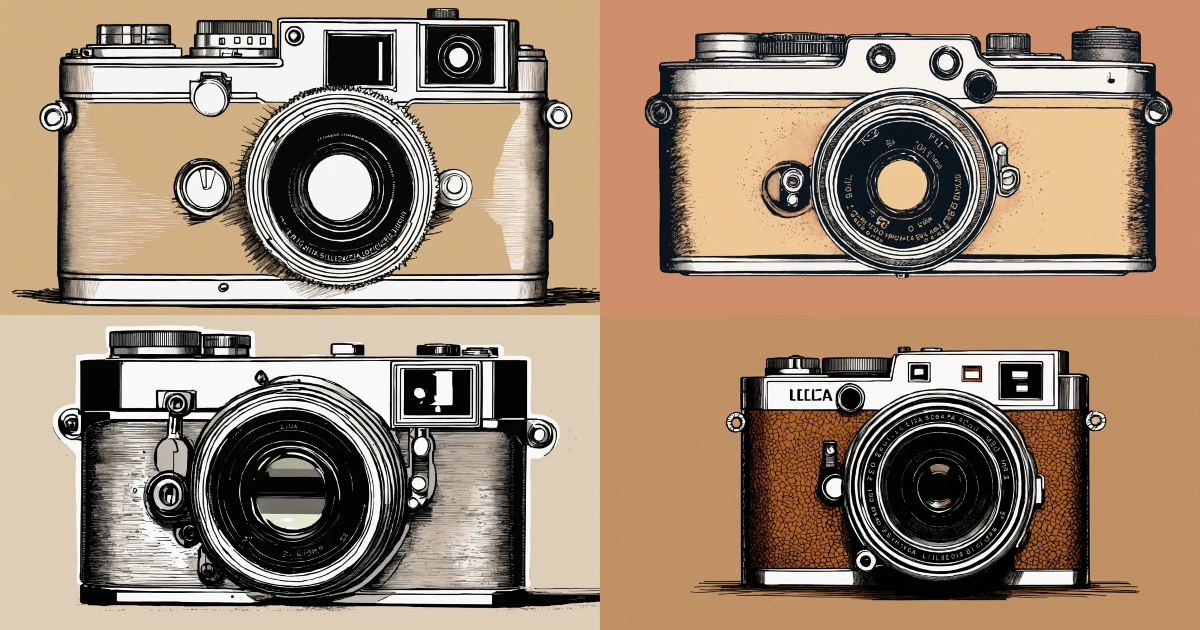 Lexica - A minimalistic etching-illustration of a Leica camera ...