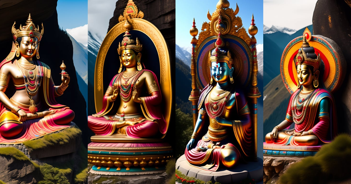 Lexica - Epic guru rinpoche embedded in a mountain side