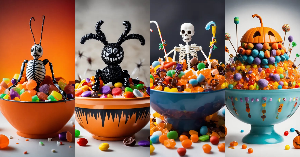 Lexica - Create for me an image of a spine-tingling tick or treat bowl ...