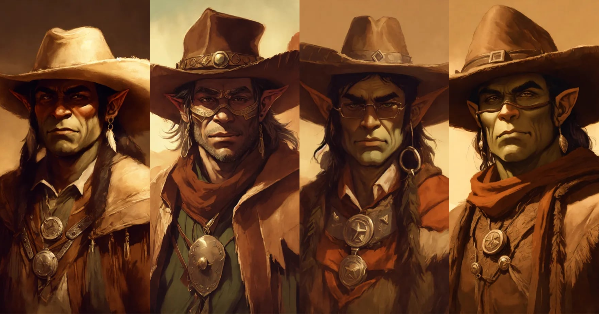 Lexica - An Orc disguised as an elf. He’s wearing a poncho, visibly ...