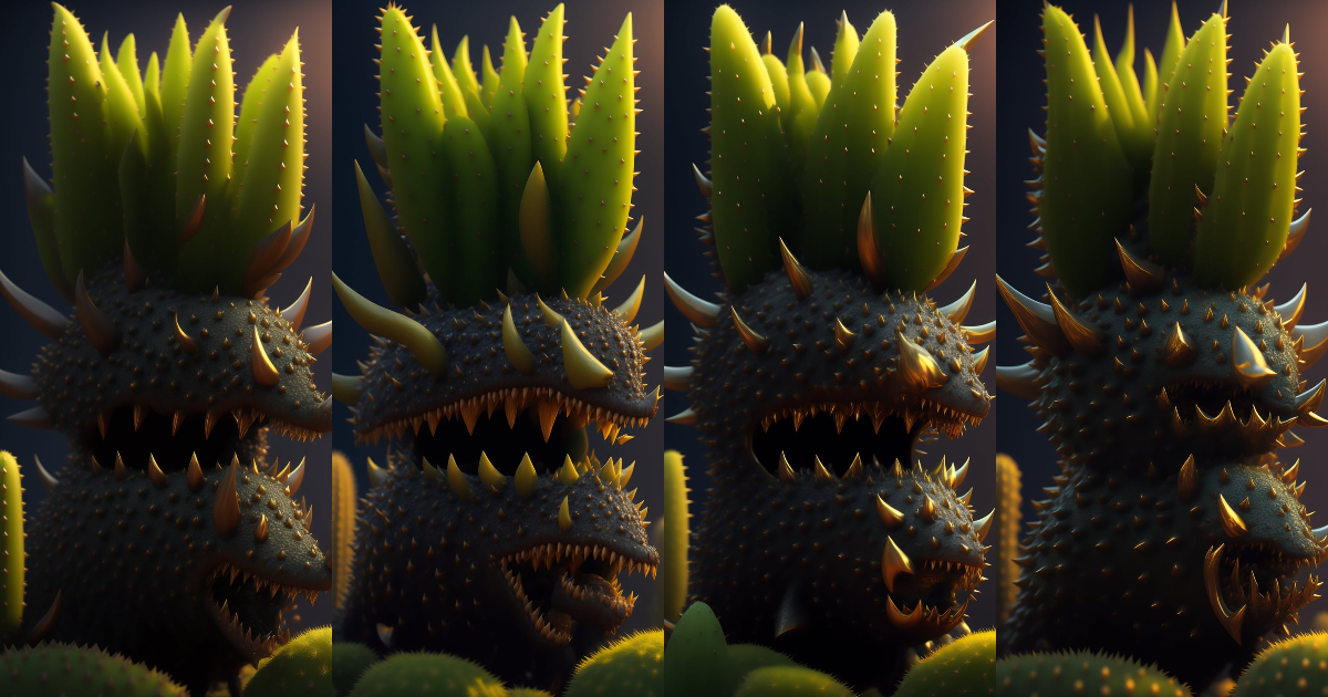 Lexica - Cactus-shaped monster with spikes and teeth , Darkness ...