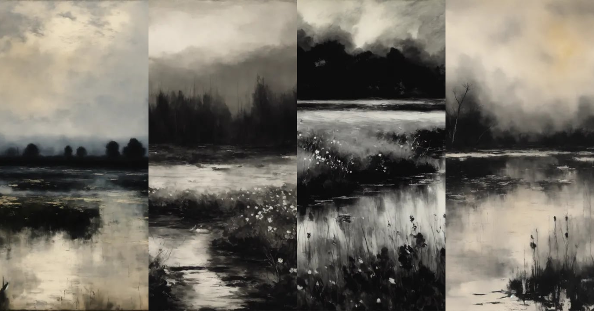 Lexica - Monet abstract expressionism, landscape, monochrome, vintage ...