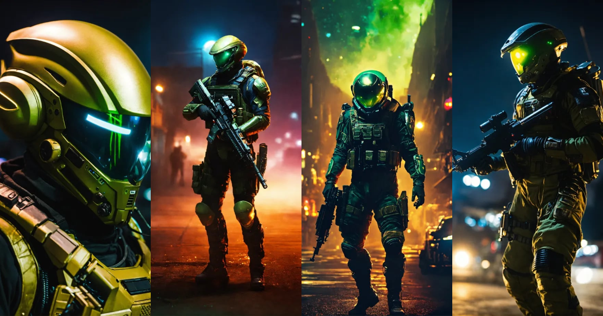Lexica - Alien soldier with combat suit in the night