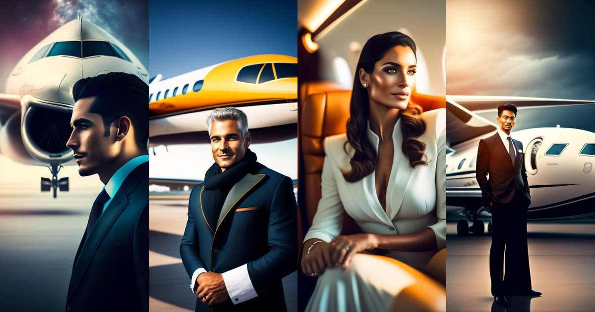 Lexica - Portrait a picture of a person in private jet living luxury
