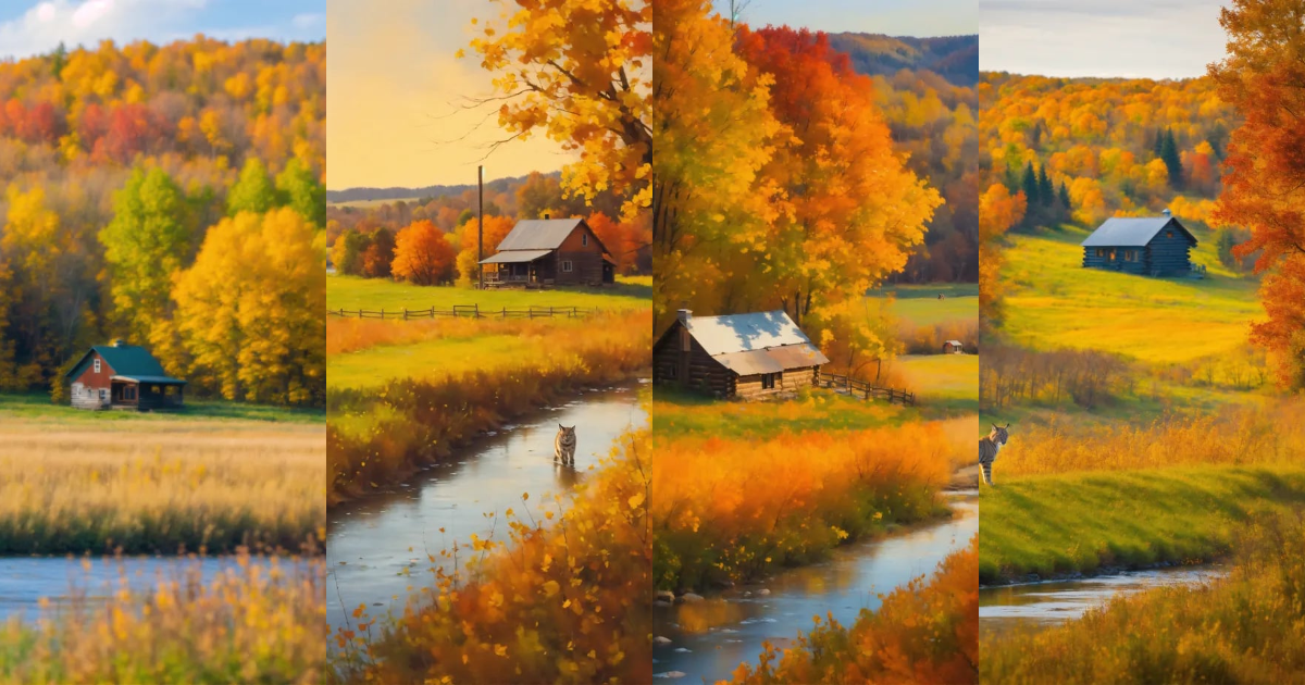 Lexica - Impressionist, cabin on a hill in background with a typical ...