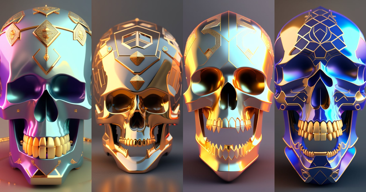 Lexica - Robot head, skeleton, robo skull, skull, nft, runes, skull ...