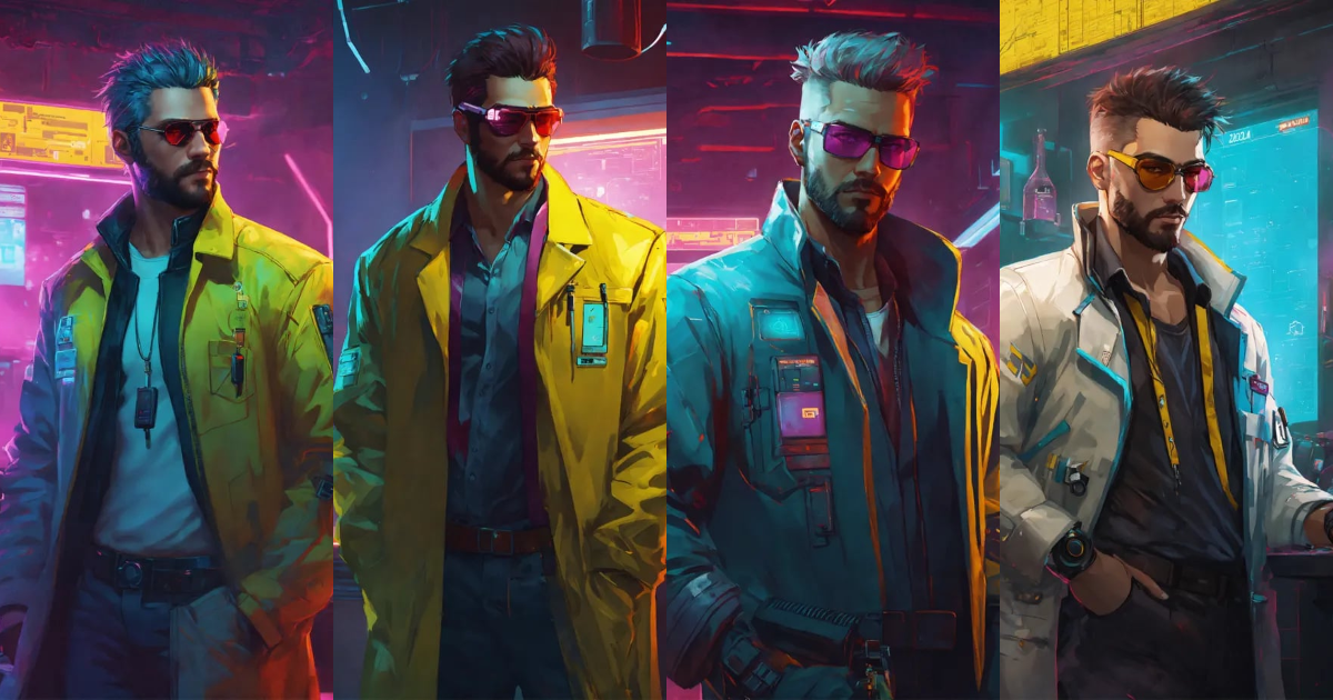 Lexica - Male sneaky college aged cyberpunk lab assistant in a lab coat ...