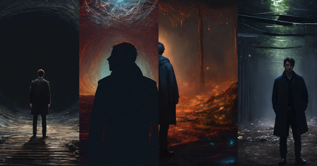 Lexica - Illustration of dark exploration of imagination. Man facing ...