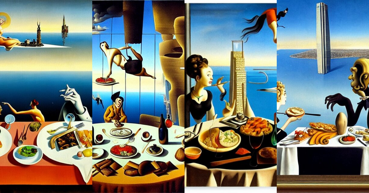 Lexica - Lunch atop a skyscraper by Dali
