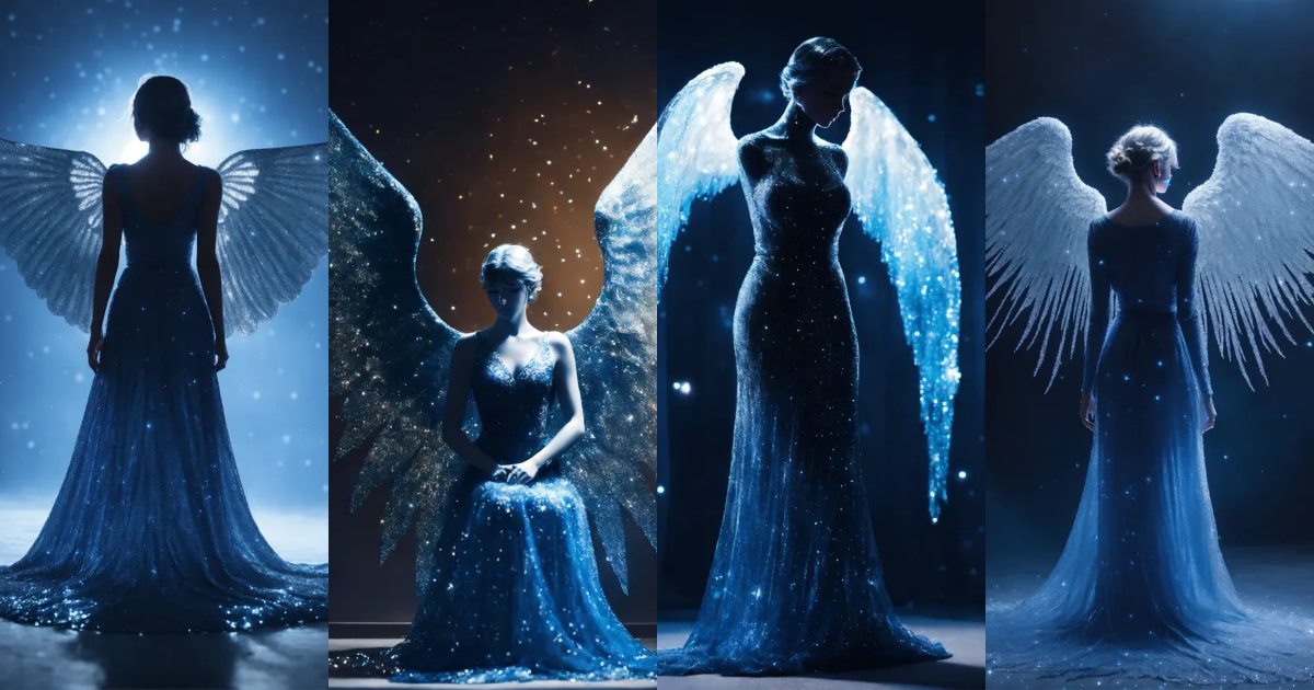 Lexica - Photoshoot of a ghost sad angel silhouette made of a million ...
