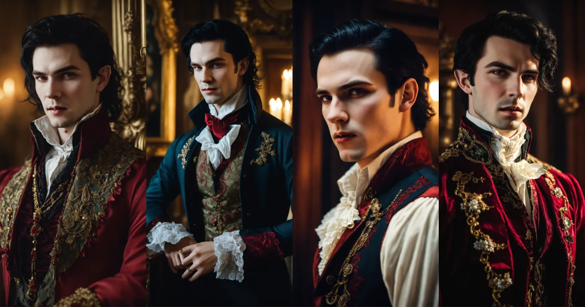 Lexica - Close up portrait of a beautiful elf male vampire nobleman in ...