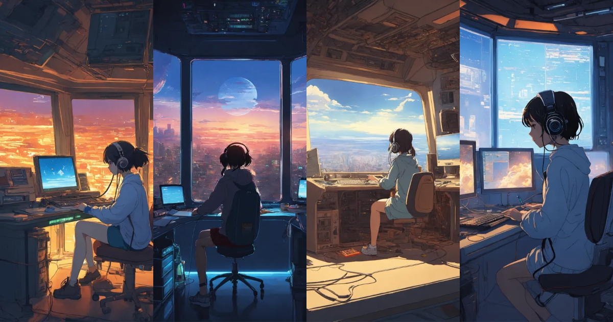 Lexica - Create a high resolution artwork of lo-fi hip hop, Anime Girl ...