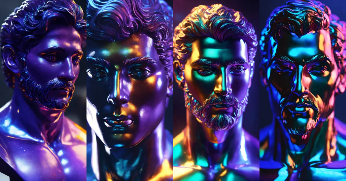 Lexica - A stunning iridescent male marble bust, unreal engine render ...