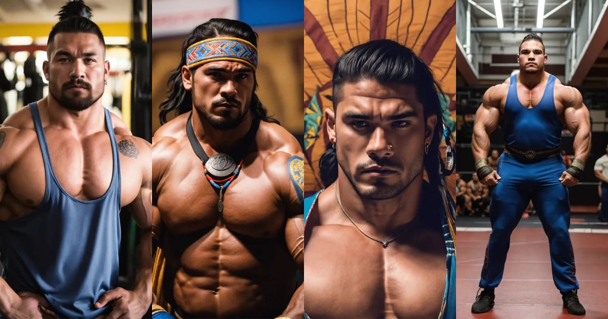 Lexica - 30-year-old wrestler with big muscles, bodybuilder, Native ...