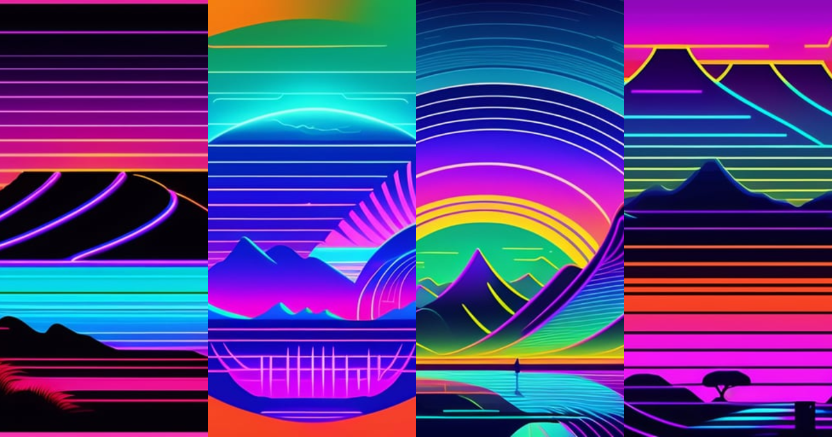 Lexica - Synthwave style vector art, horizontal neon lines ...