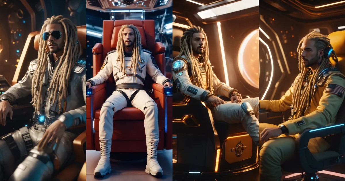 Lexica - Zoom out of A scruffy long blonde dreadlock male rockstar in ...