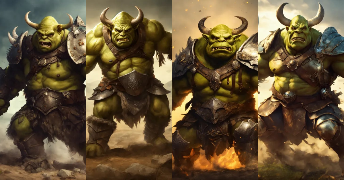 Lexica - Ogre with armor made in bones, charging in the battlefield ...