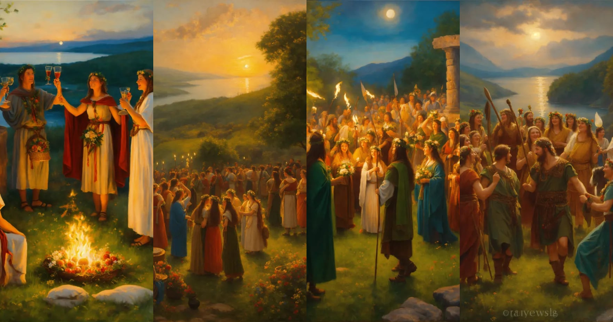 Lexica - Ancient celts celebrating midsummer, oil painting