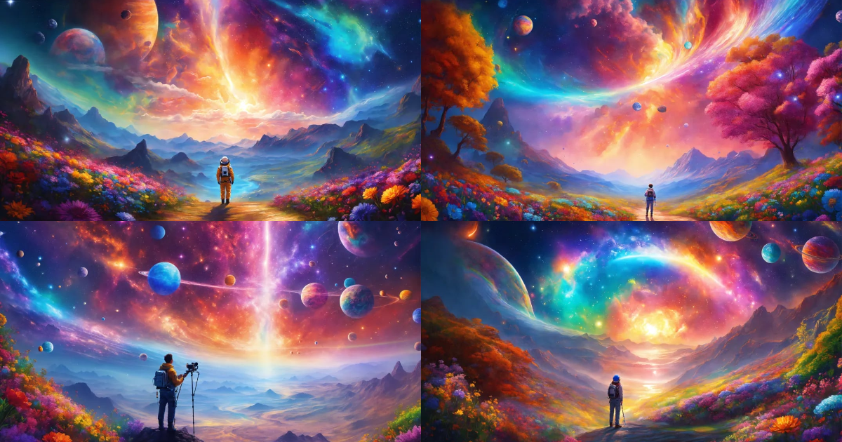 Lexica - Professional painter painting in space, meditation, cosmic ...