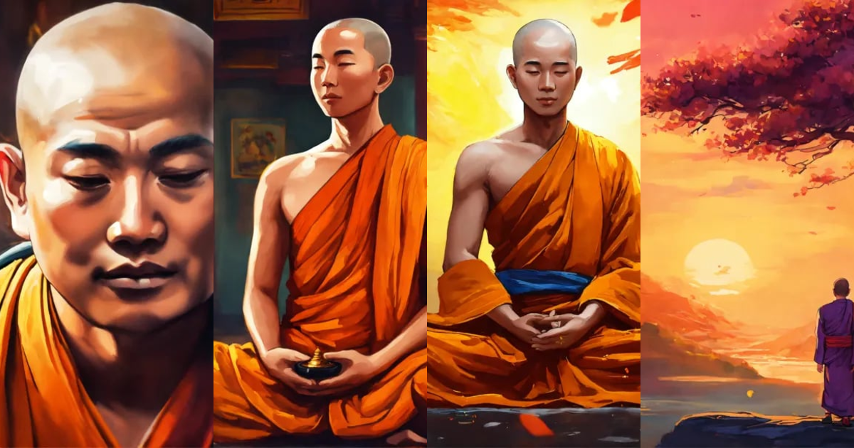 Lexica - A hand drawn painting of buddhist monk showing patience, 4K ...