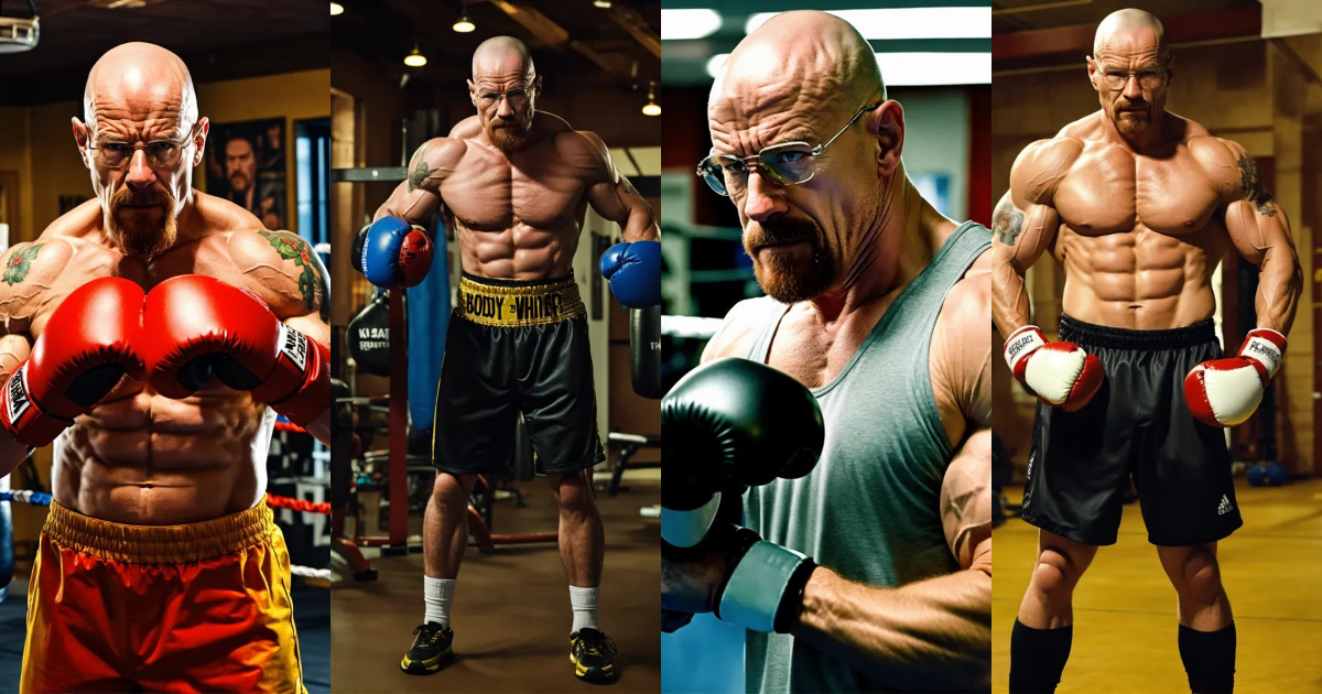 Lexica - Bodybuilder Walter White boxing in the gym