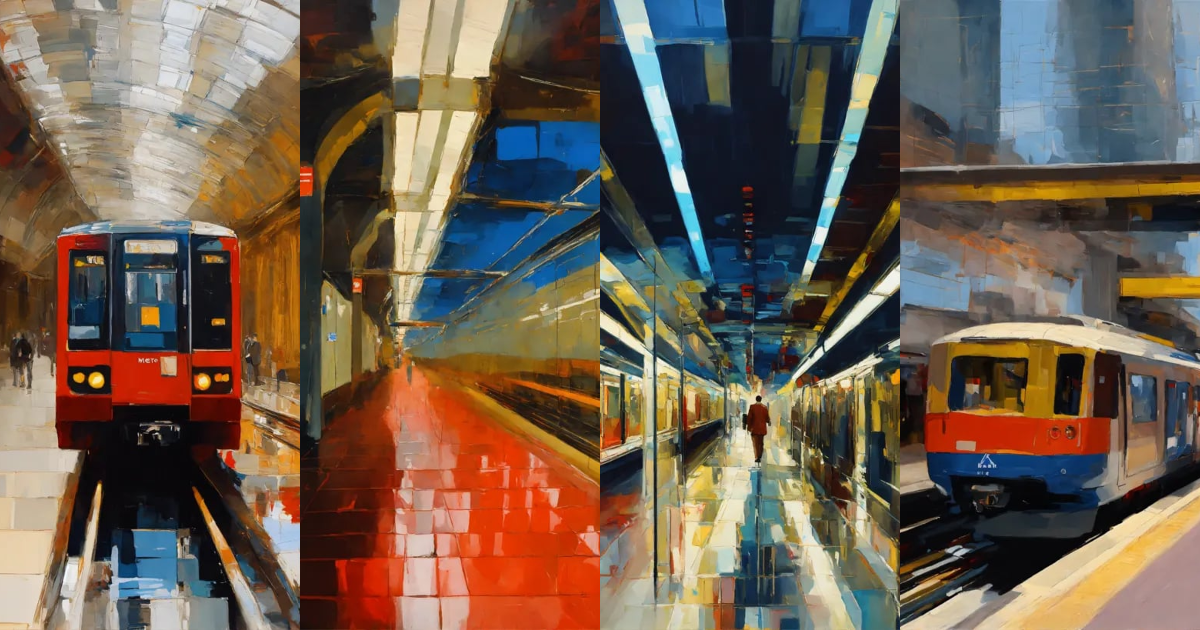 Lexica - Metro, oil painting, transparent, in style, generative art ...