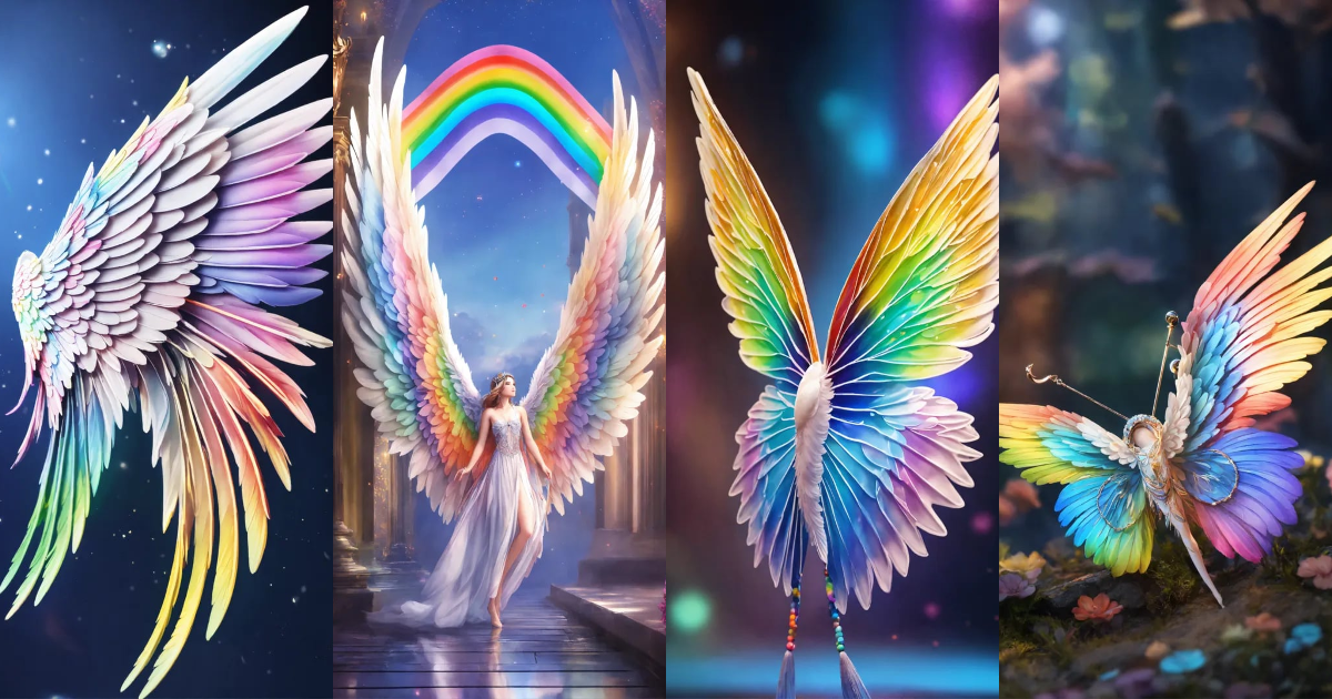 Lexica - Beautiful and perfect small angel wings in soft rainbow colors ...