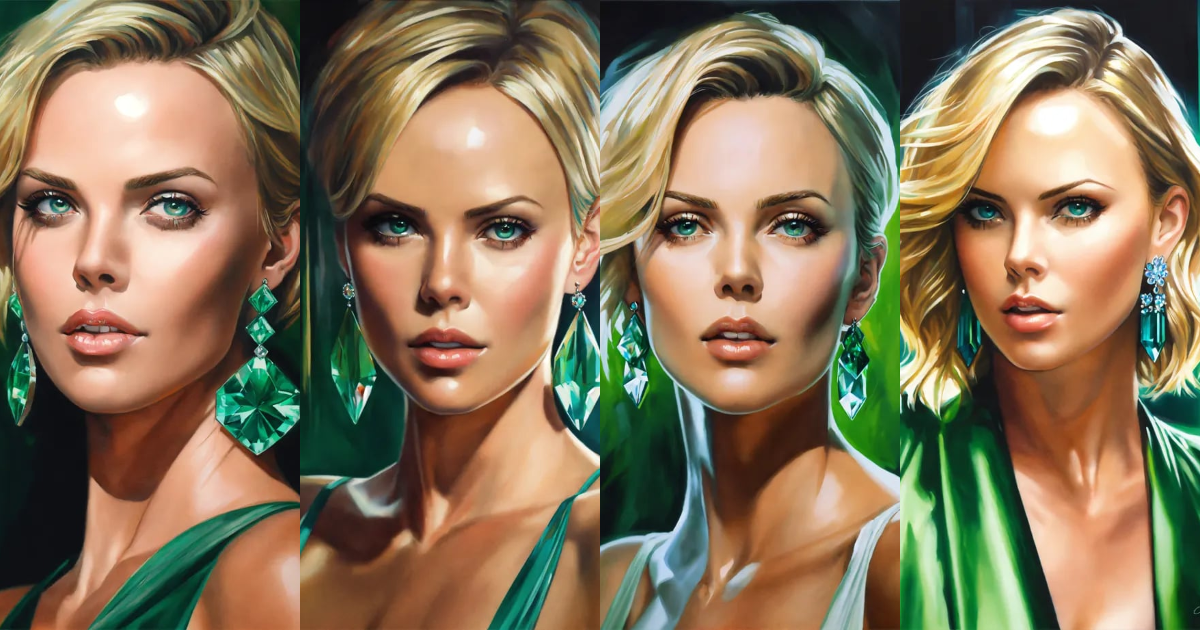 Lexica - Amazing lifelike award winning painting of charlize theron, 20 years old with long ...