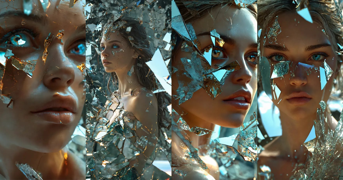 Lexica - "fantasy goddess of mirrors", reflective, shatter, crash ...