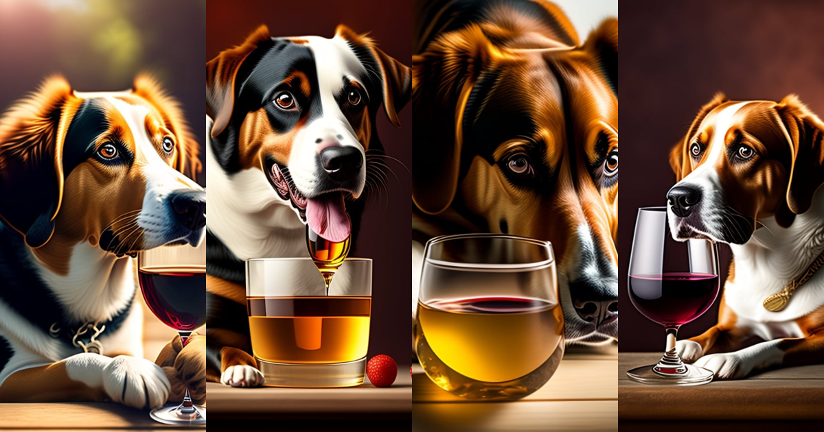 Lexica - Dog drinking wine
