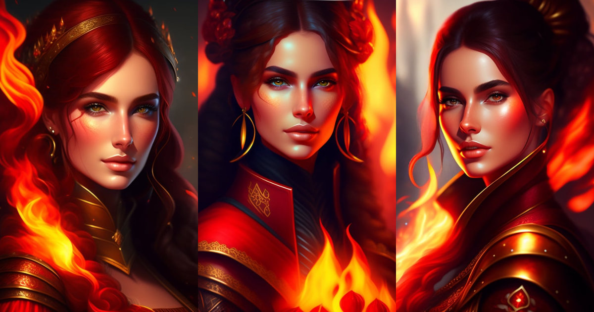 Lexica - Portrait of a beautiful woman surrounded by fire, portrait of ...