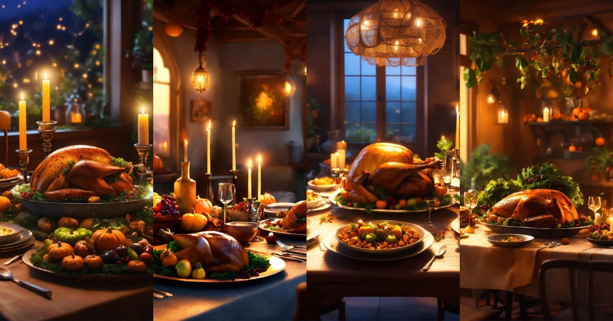 Lexica - Epic shot of a ultra cozy vegetarian thanksgiving table, ultra ...