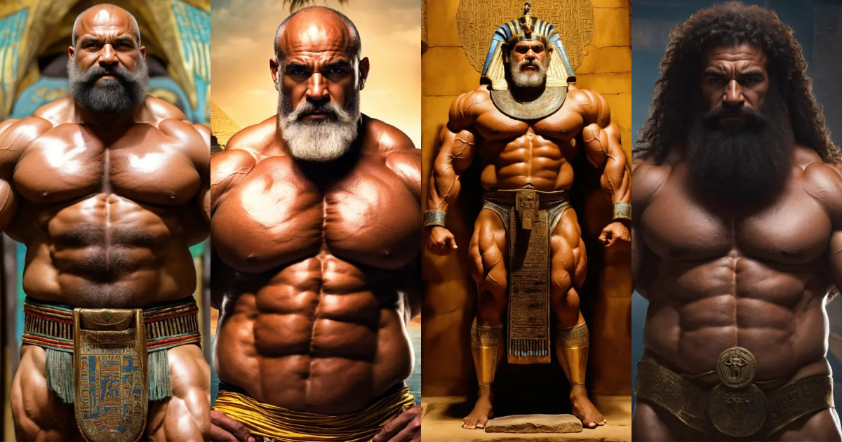 Lexica - 60-year-old hairy ancient Egyptian god with big muscles, big ...