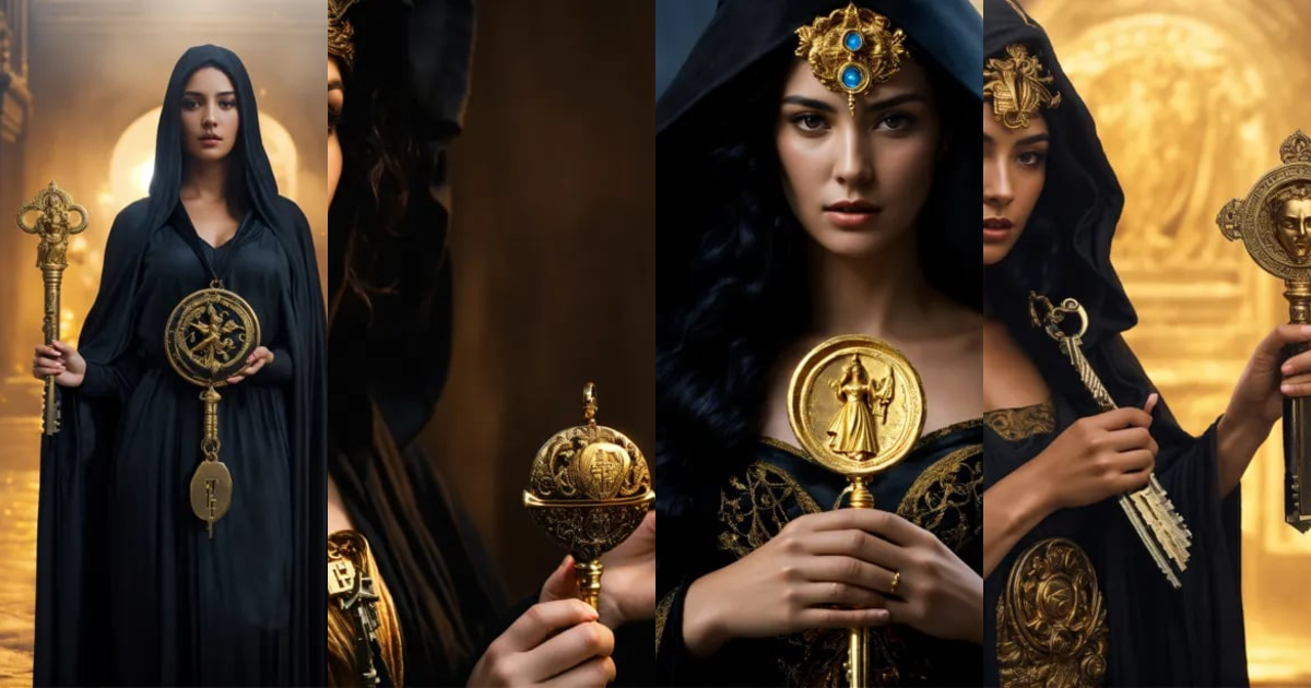 Lexica - Greek goddess Hecate, black hair, cloaked in a flowing black ...