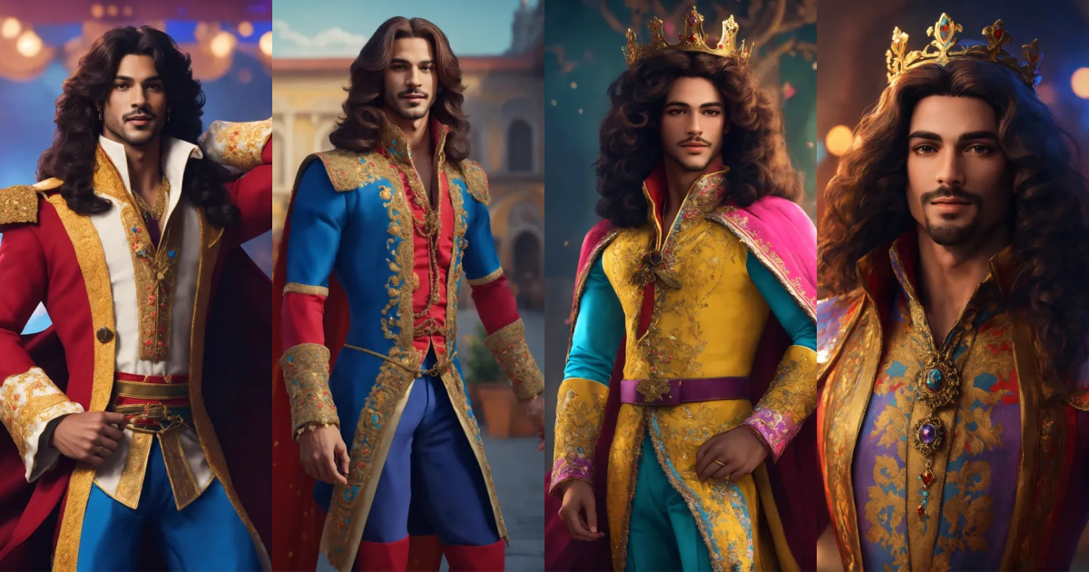 Lexica - Modern prince with his arm raised Cheerful colors full dress ...