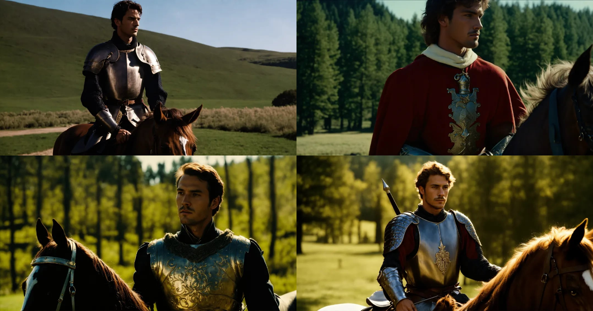 Lexica - Handsome Knight on Horseback, 35mm Cinematic Film Still. Svema ...